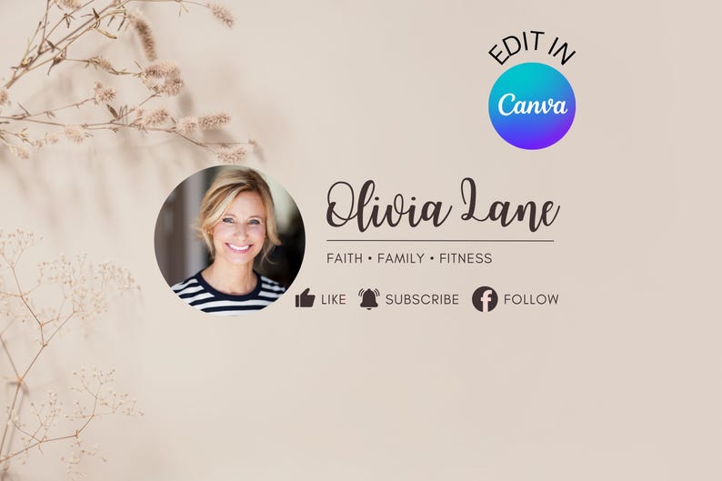 Neutral Youtube Banner Template | Aesthetic Channel Art Canva Editable ...