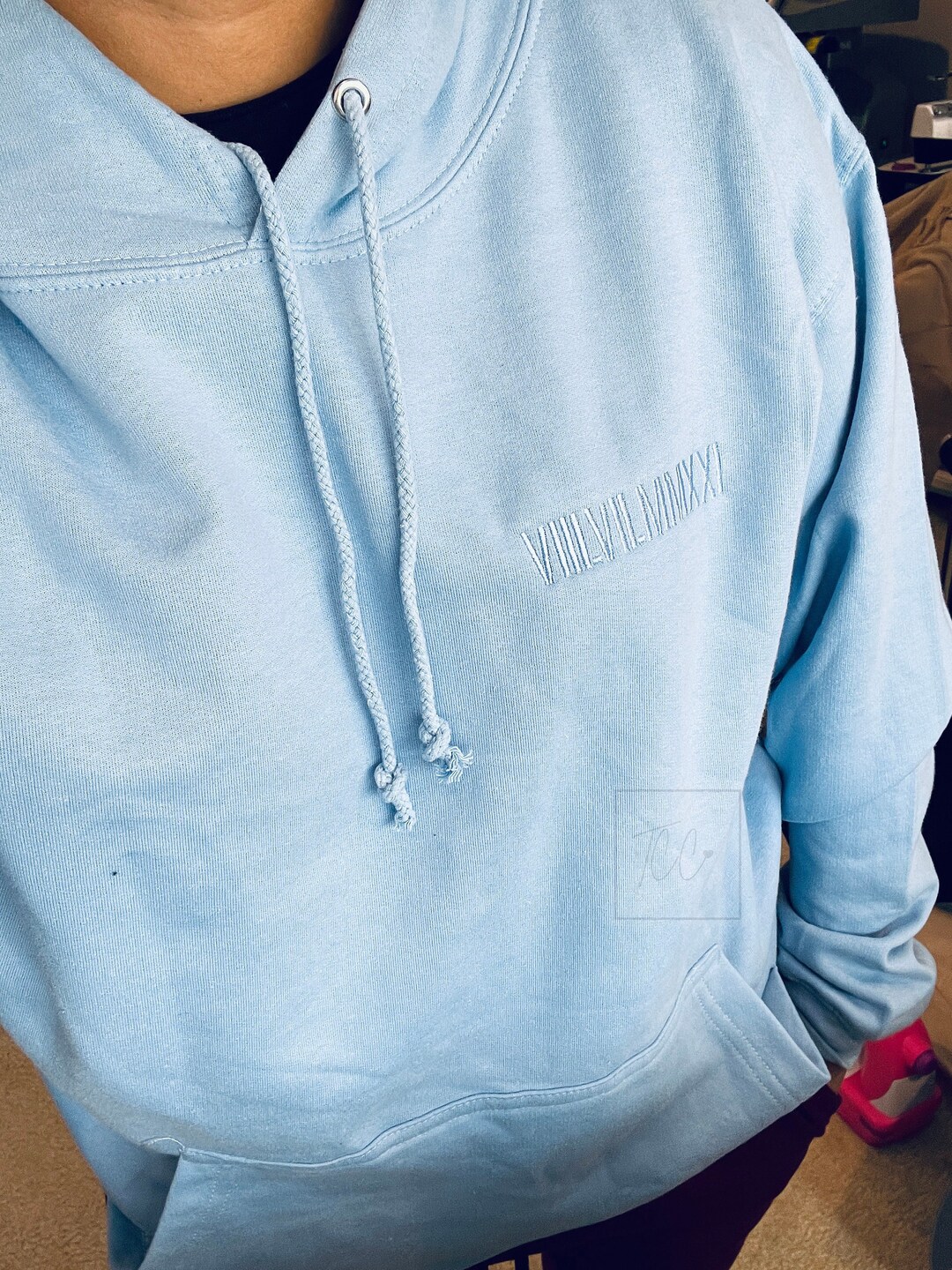 Embroidered Light Blue Anniversary Date Hoodie, Roman Numerals Couples ...