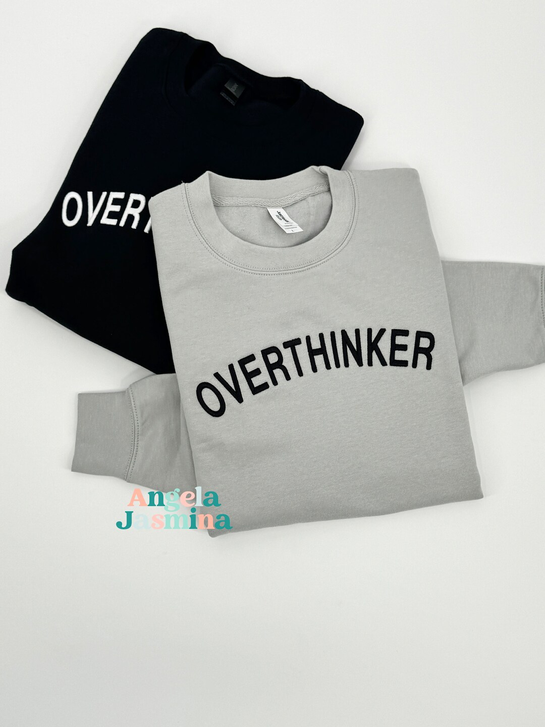 Overthinker 3D Puff Embroidered Crewneck, Overthinker Embroidered ...