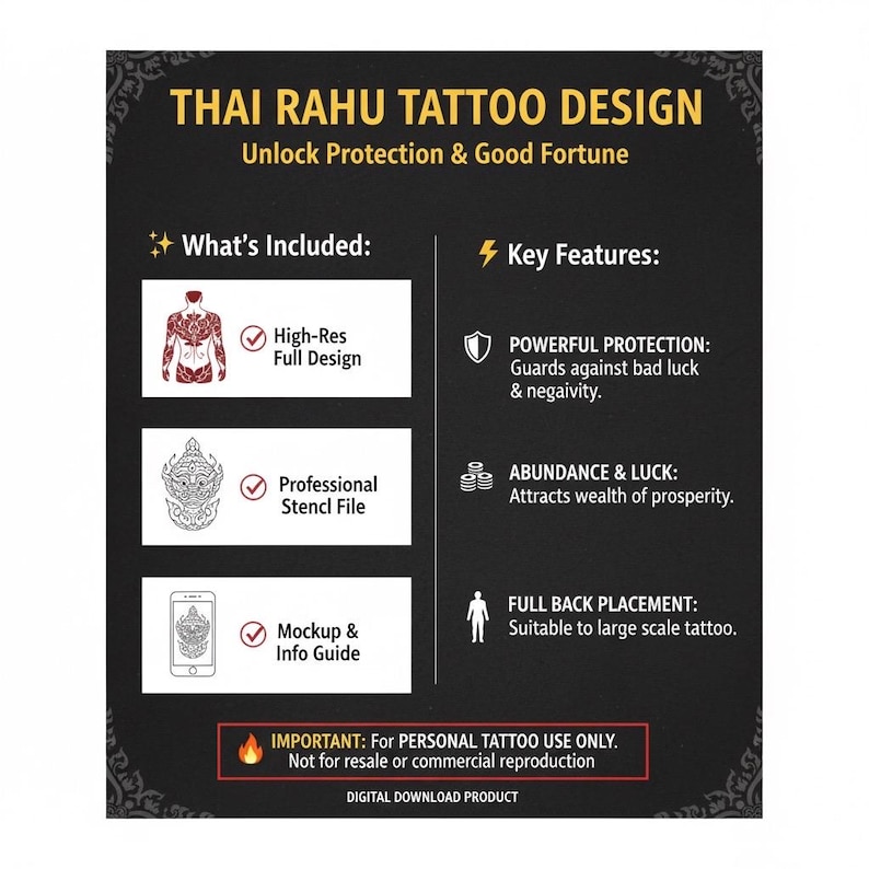 Thai Rahu Tattoo Design, Full Back Sak Yant Style Art, Protection ...