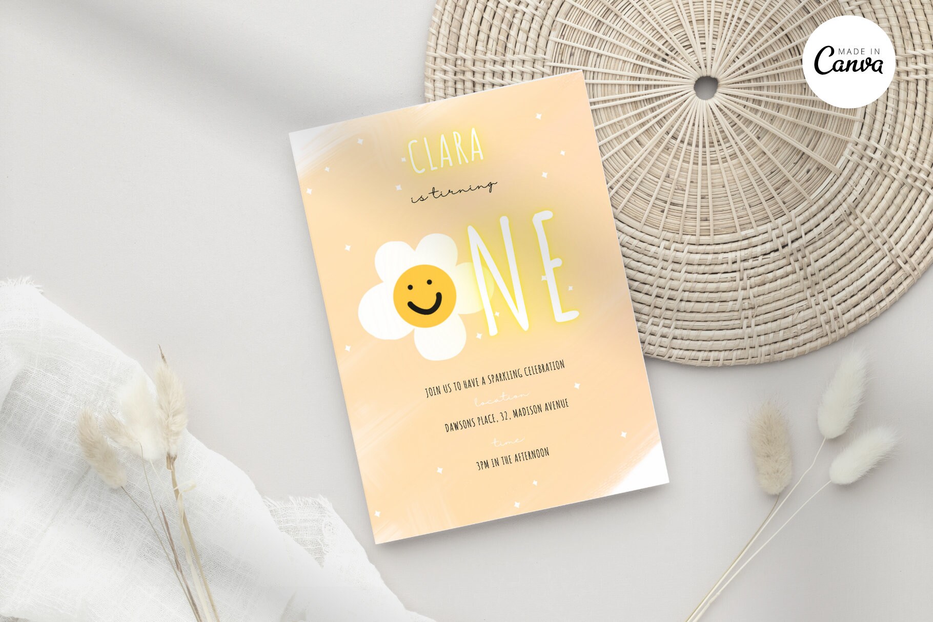 Floral Birthday Invitation for Girls, Stars Modern, Fun Girls Birthday ...