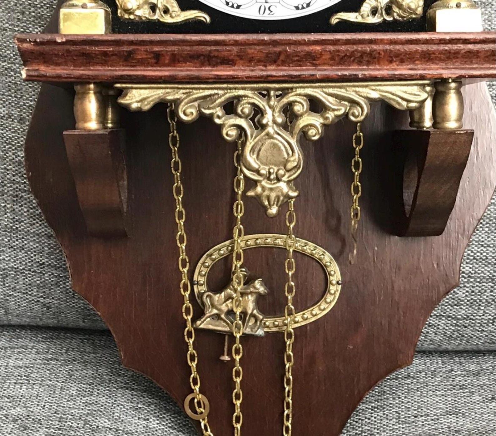 Vintage Dutch Zaanse Wall Clock – Ornate Wooden & Brass Pendulum Clock ...