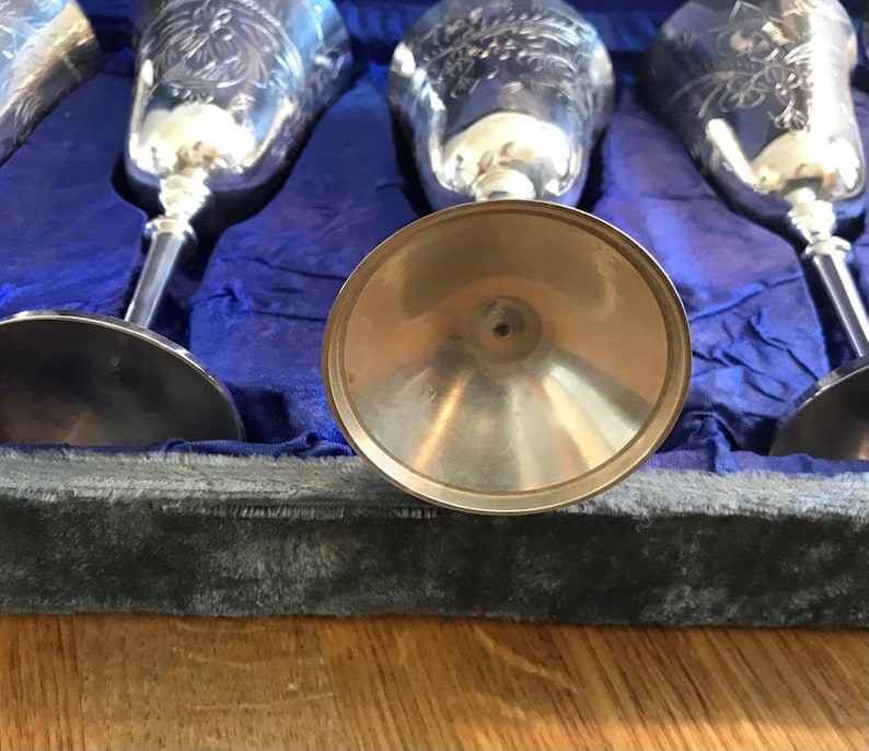 Vintage Silver-plated Goblets – Set of 5 in Original Case. - Etsy