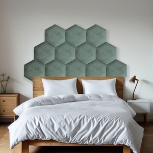 Upholstered Soft Hexagon Wall Panels | Velvet Headboard Wall Panel ...