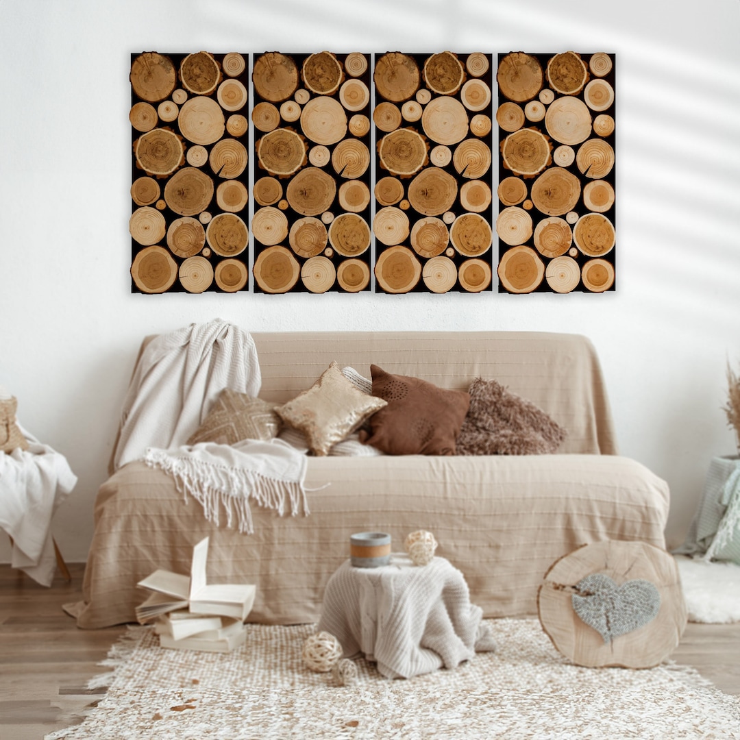 Wood Slices Wall Panel Rustic Mosaic Panel for Interior Wall Decor ...