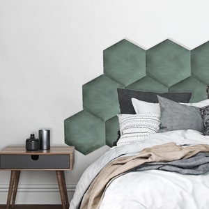 Upholstered Soft Hexagon Wall Panels | Velvet Headboard Wall Panel ...
