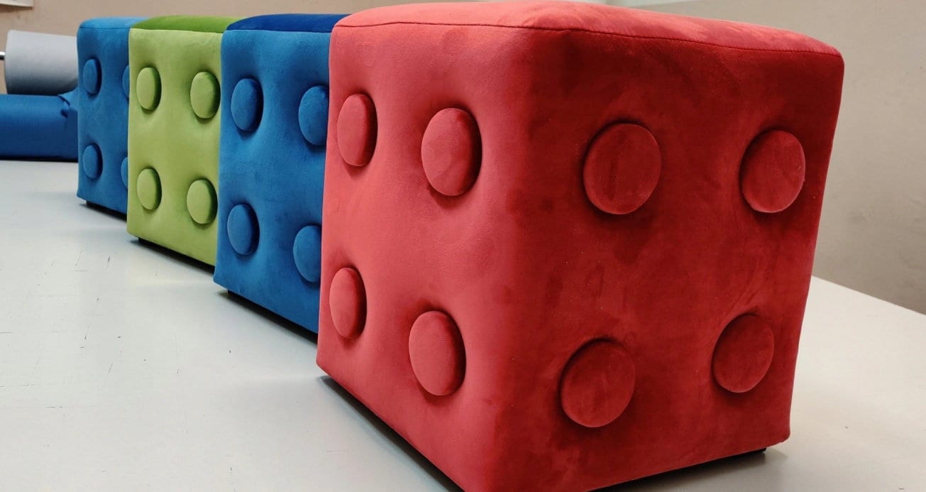 LEGO CUBE POUF 35cm X35cm Many Colors Lego-shaped Pouffes Upholstered ...
