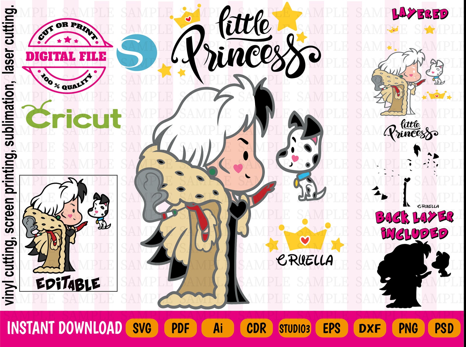 Little Princess Cruella Svg - Cruella Vector - Cruella Clipart ...