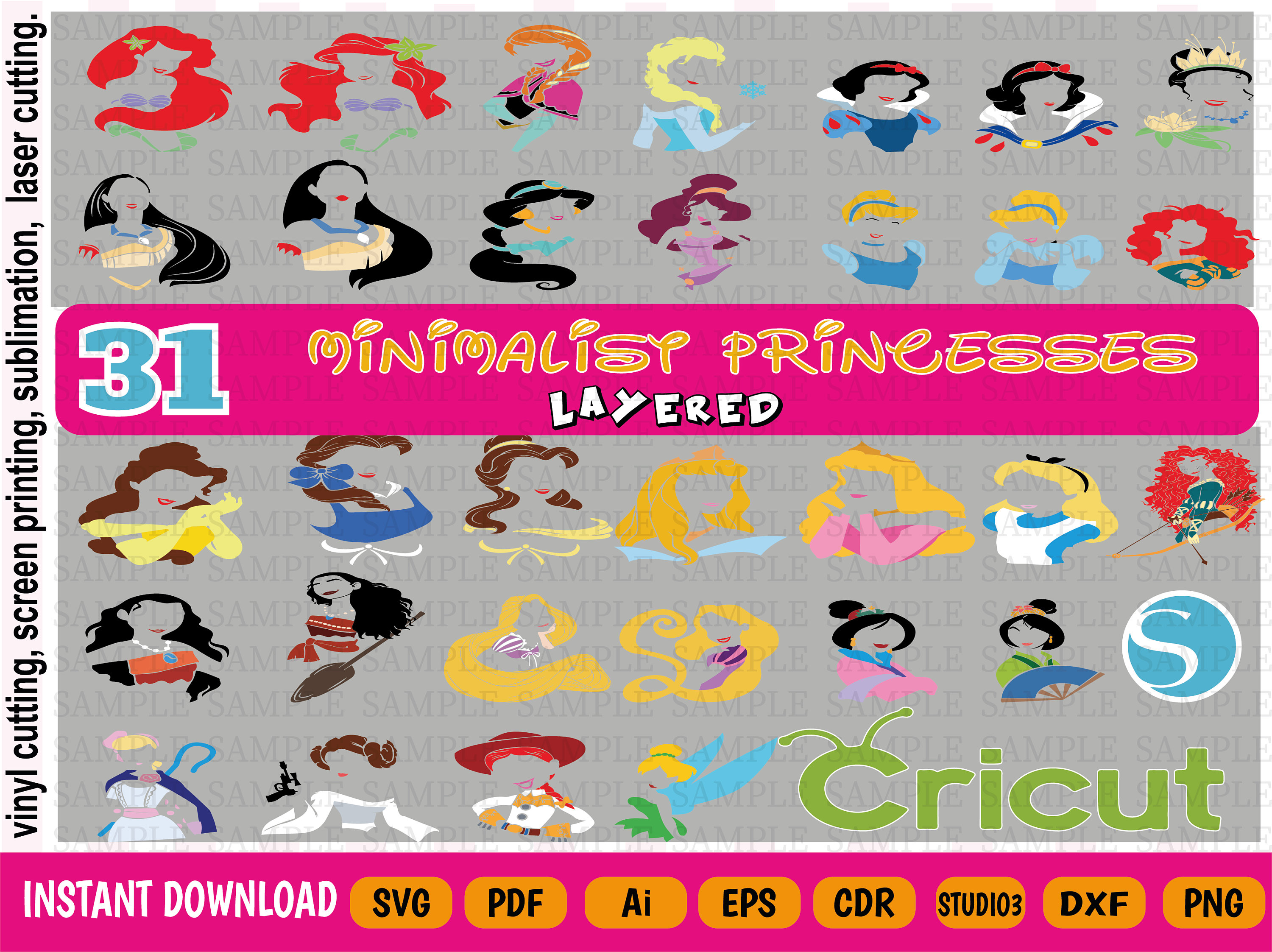 Princess Silhouette SVG Bundle Princess faceless Instant - Etsy México