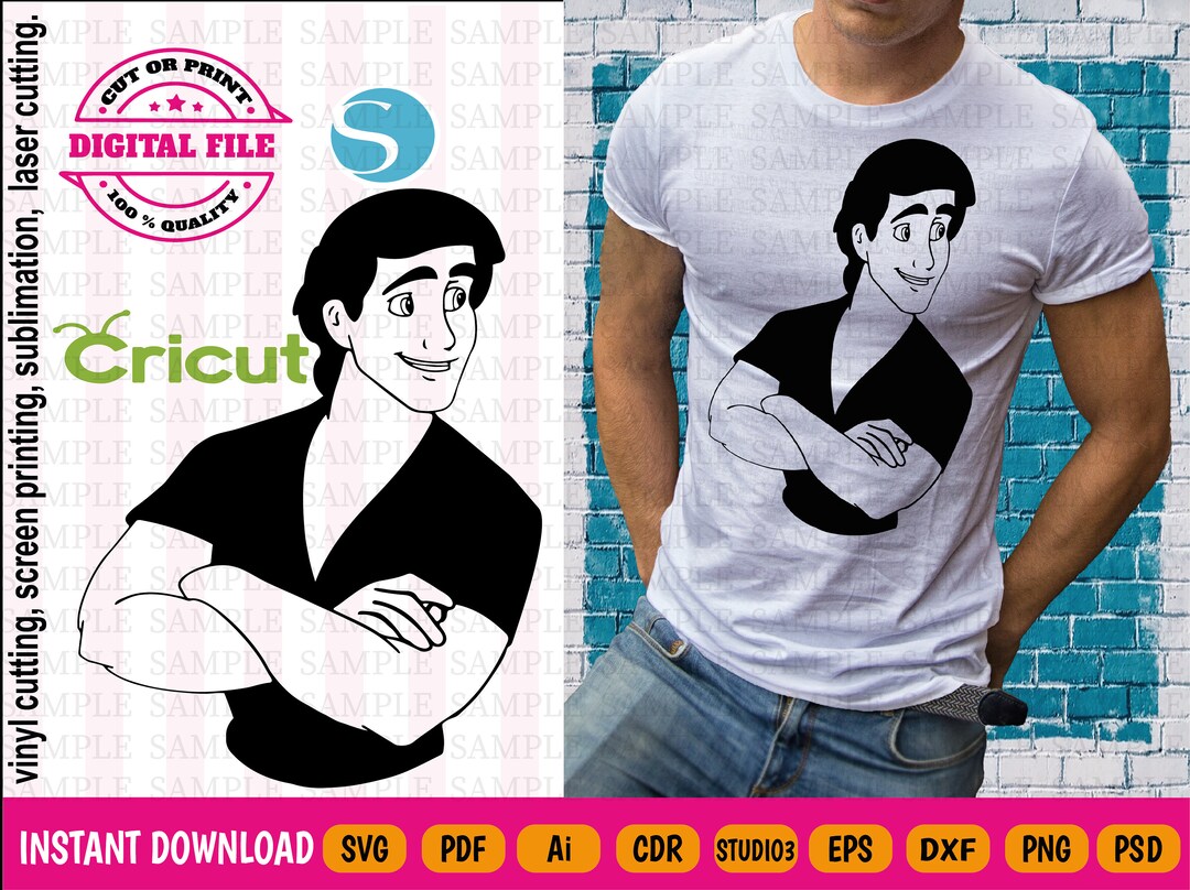 Prince Eric Svg Eric Silhouette Digital File Instant Download 9 File Formats Etsy