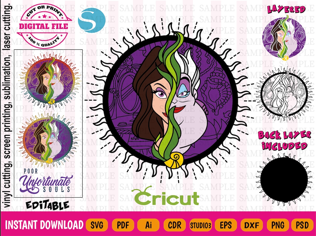 Ursula Svg Ursula - Vanessa Svg - Little Mermaid Ursula Clipart ...