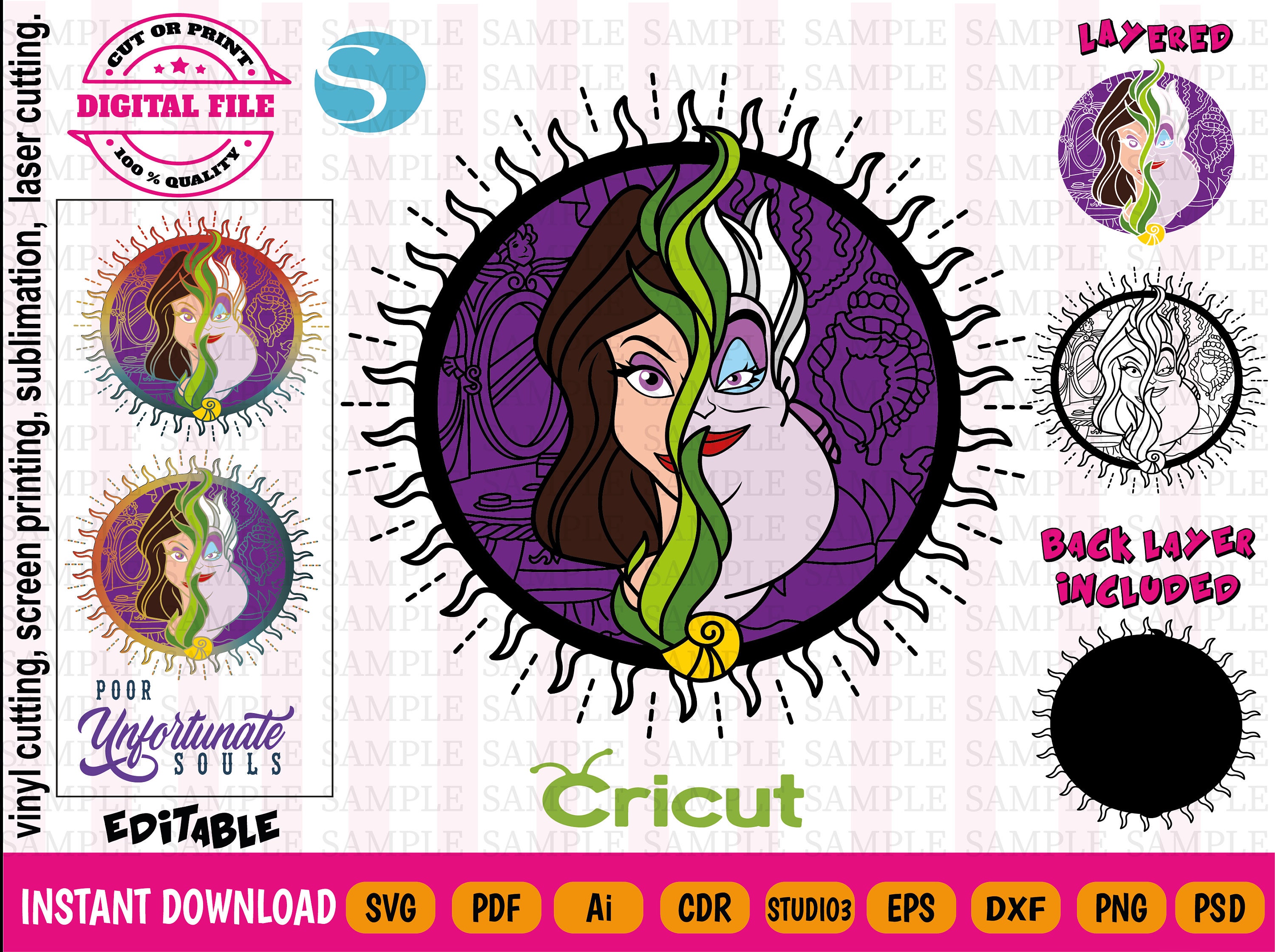 Ursula Svg Ursula Vanessa Svg Little mermaid Ursula - Etsy México