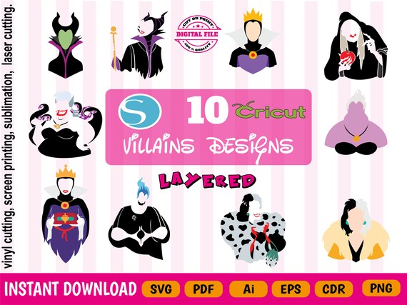 Villains Silhouette SVG Bundle Villains Faceless Instant | Etsy