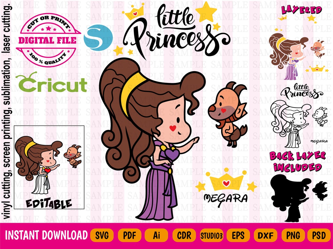 Little Princess Megara Svg - Megara Vector - Megara Clipart - Megara ...