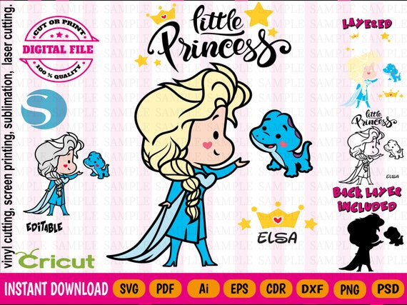 Little Princess Elsa Svg Frozen Clipart Frozen Svg Elsa | Etsy