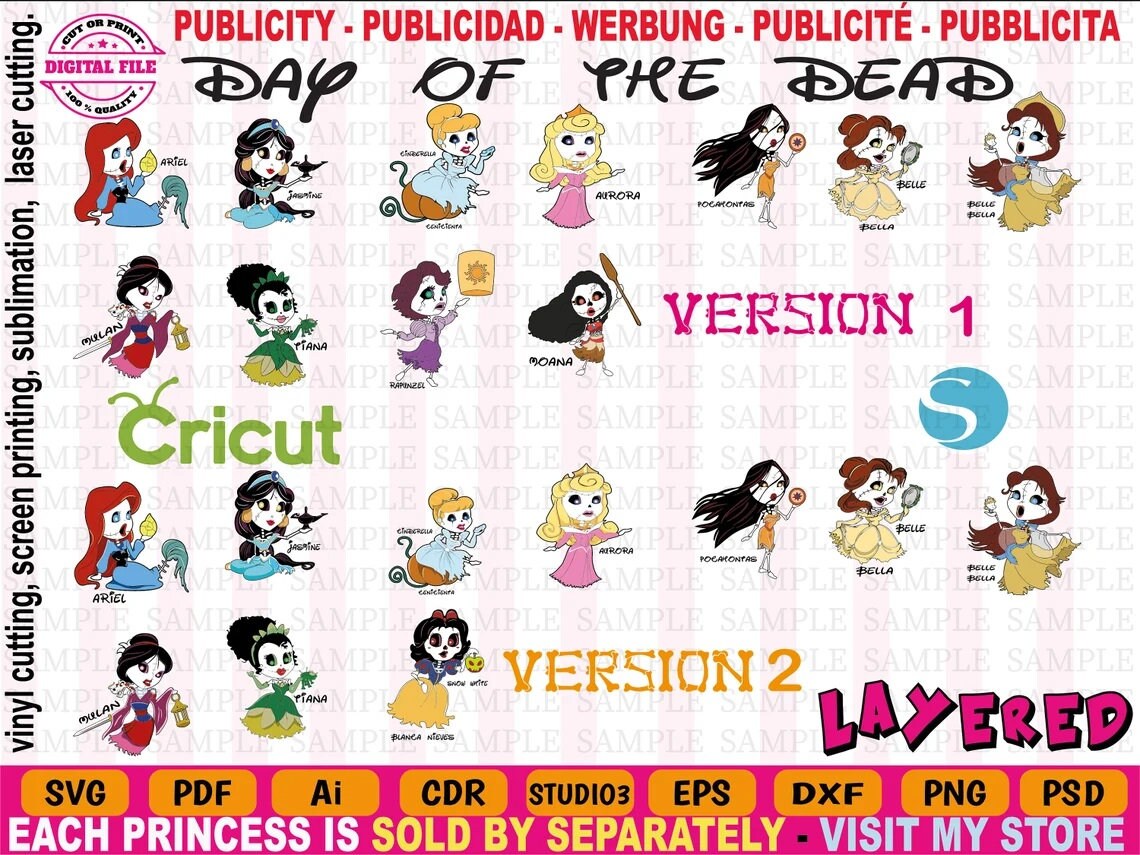 Princess Day of the Dead Svg Version 2 + Gifts - Svg - Princess Sugar ...