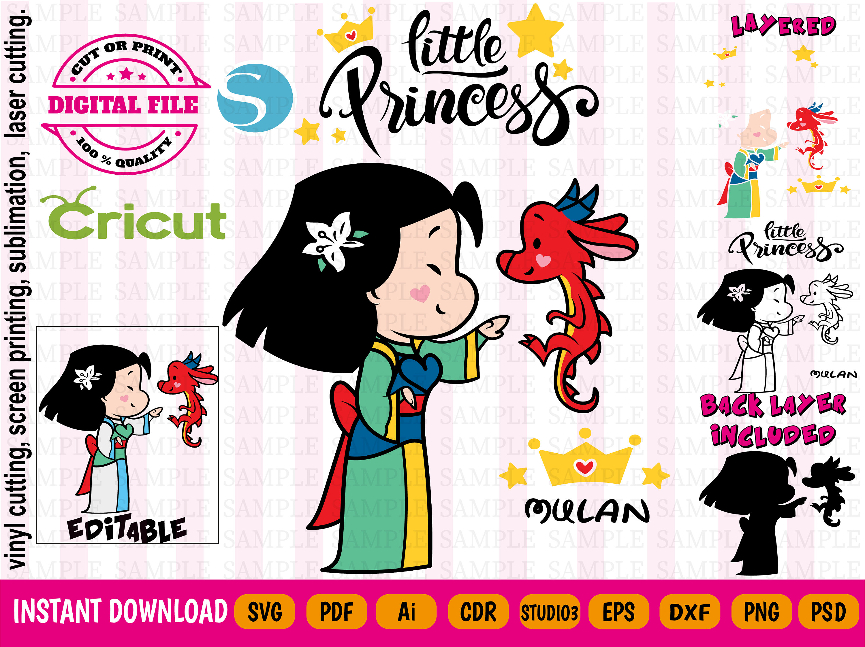 Little Princess Mulan Svg Mulan Clipart Mulan Svg Mulan - Etsy