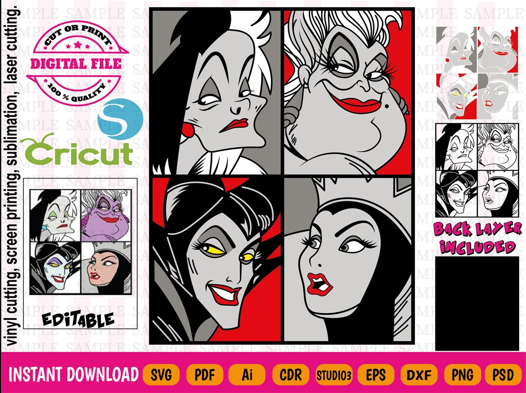 Villain Svg - Villains Faces Svg Version 2 - Villain Face - Cut File ...