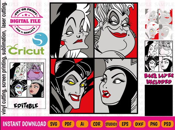 Villain svg Villains faces svg Version 2 Villain face - Etsy México