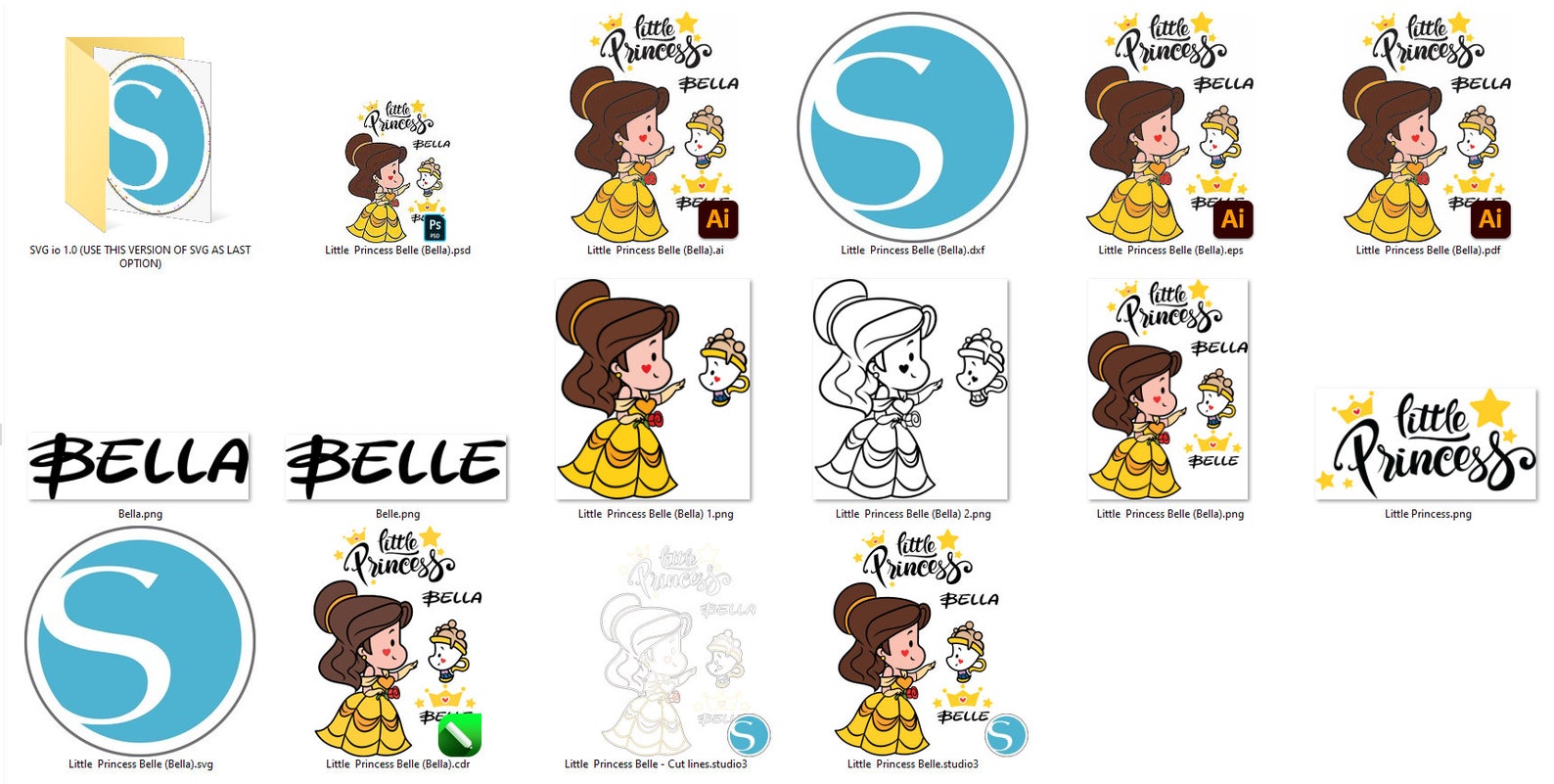 Little Princess Belle Svg - Belle Clipart - Beauty and the Beast Svg ...