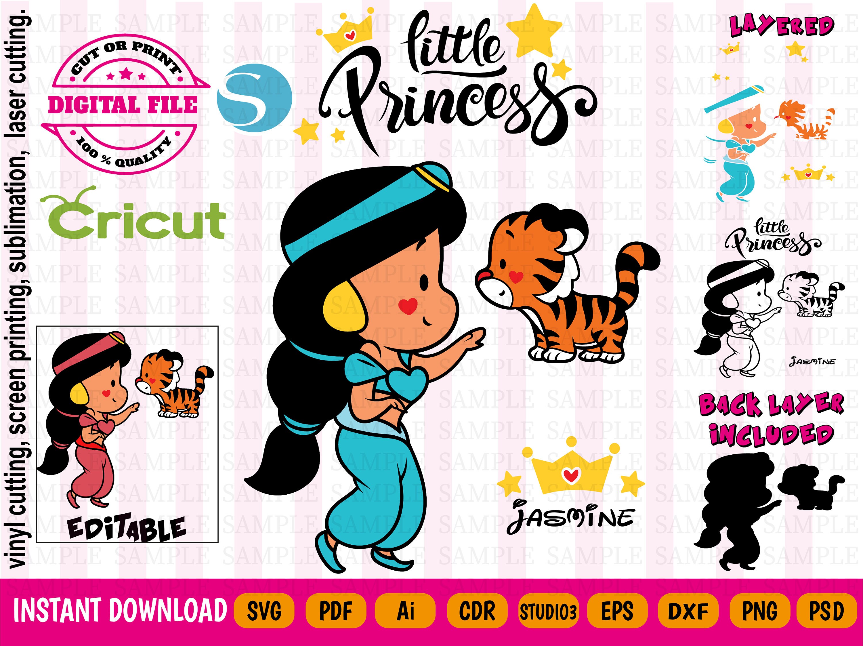 Little Princess Jasmine Svg - Jasmine Clipart - Jasminesvg - Aladdin ...