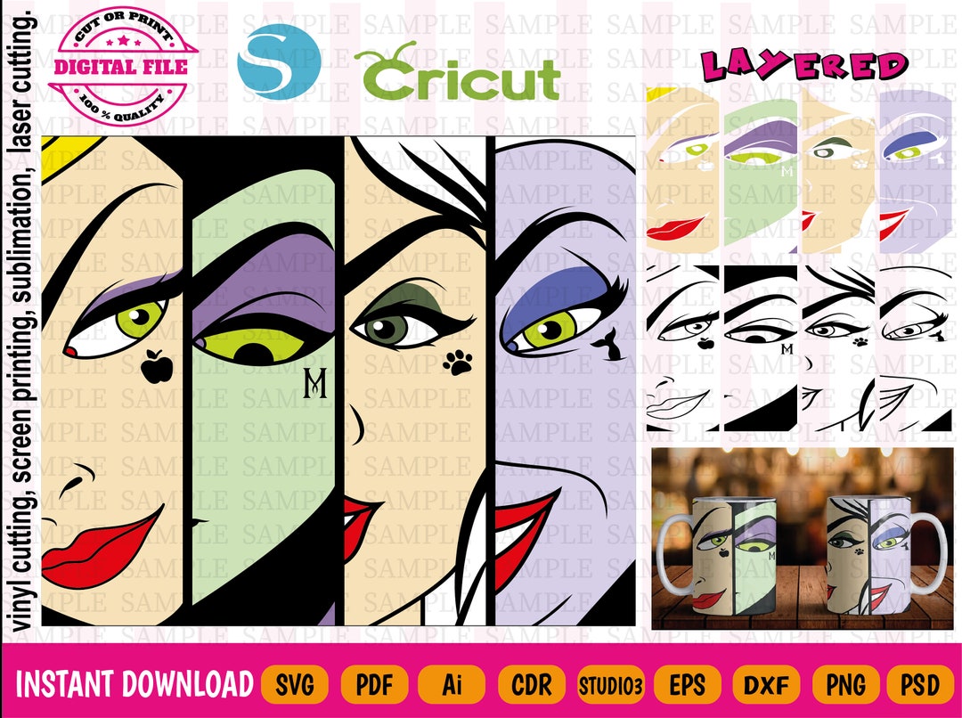 Villain Svg - Villains Faces Svg - Villain Face - Cut File - Instant ...