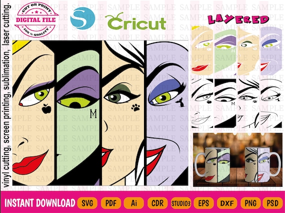 Villain svg Villains faces svg Villain face Cut file | Etsy México