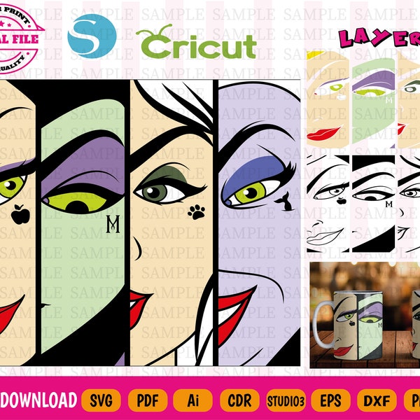 Villain Faces Svg - Etsy