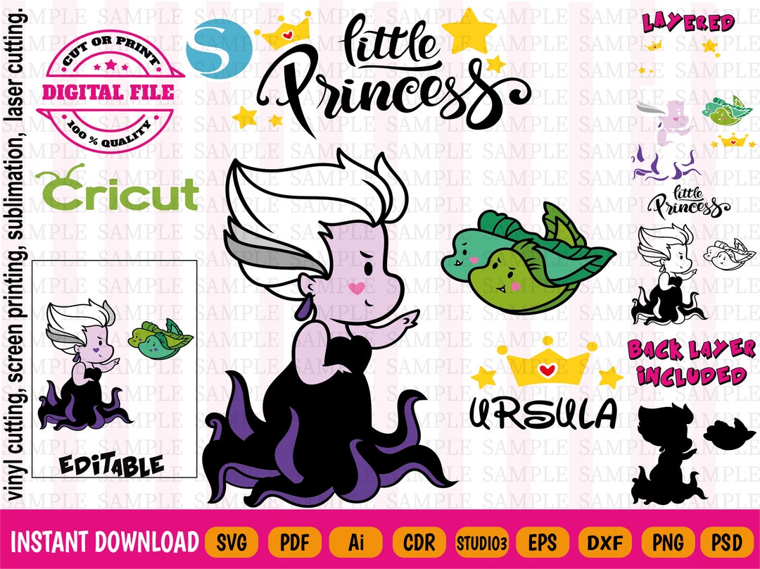 Little Princess Ursula Svg - Ursula Clipart - Ursula Png - Ursula ...