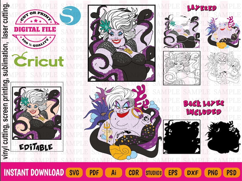 Ursula Svg V 2 in 1 - Ursula Clipart - Ursula Png - Ursula Vector 9 ...