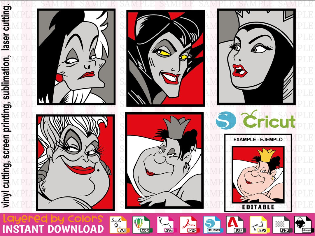 Villain Svg - Villains Faces Svg Version 3 - Villain Face - Cut File ...