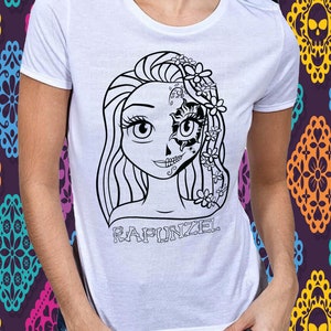 Princess Rapunzel Svg - Rapunzel Sugar Skull Silhouette - Princess ...