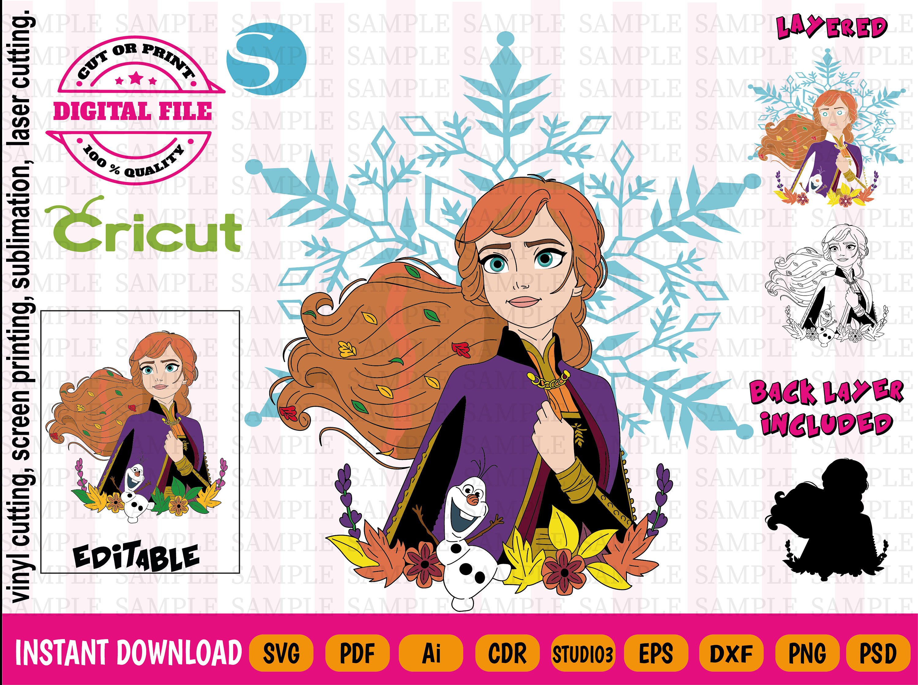 Princess Anna Svg Anna Vector Anna Clipart Frozen 2 Svg - Etsy México