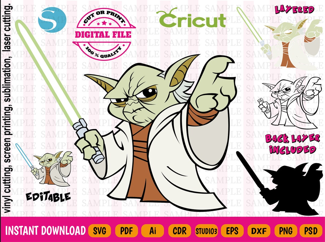 Yoda Svg - 9 File Formats - Instant Download - Etsy
