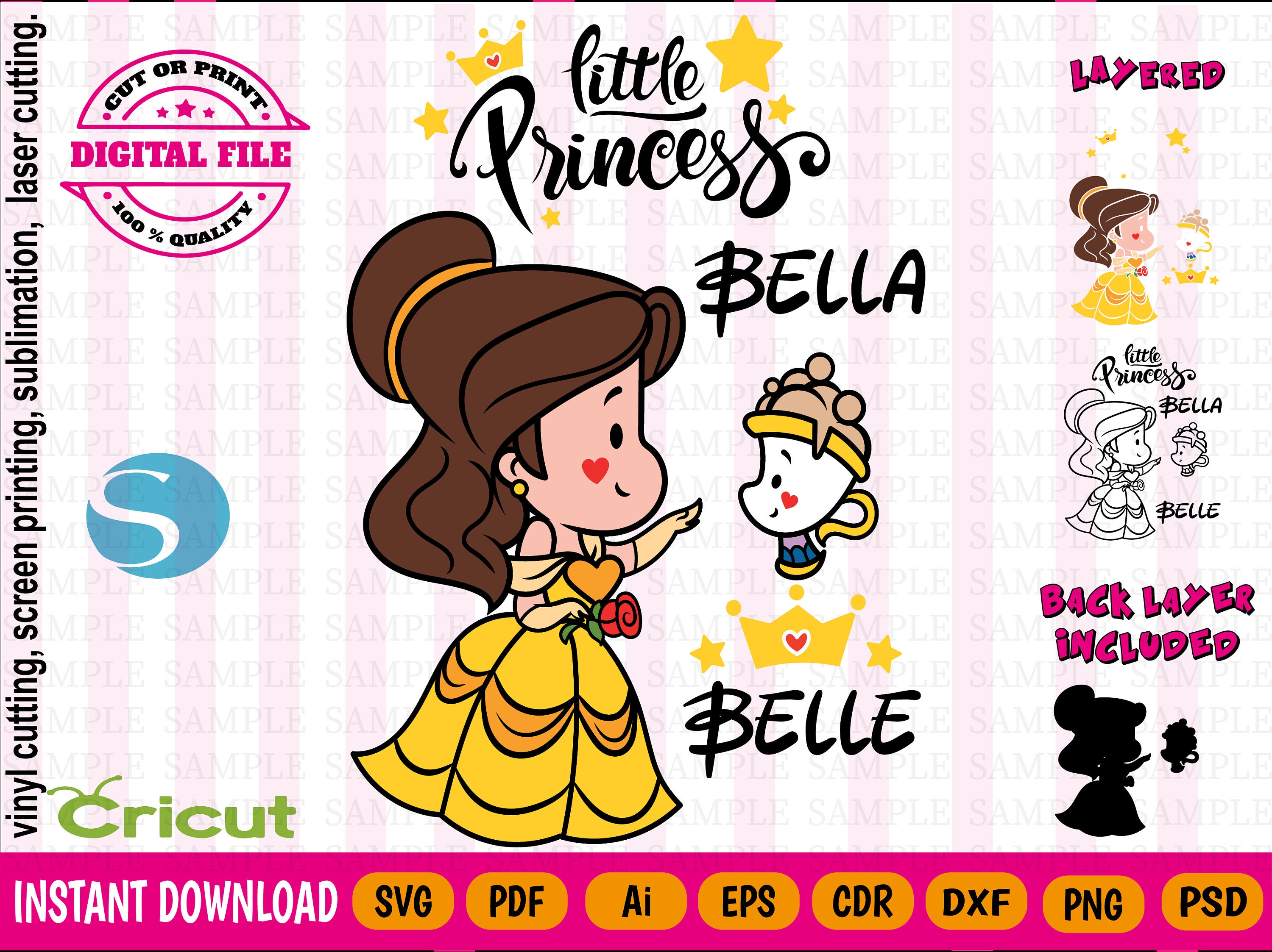 Little Princess Belle Svg Belle Clipart Beauty and the | Etsy Singapore