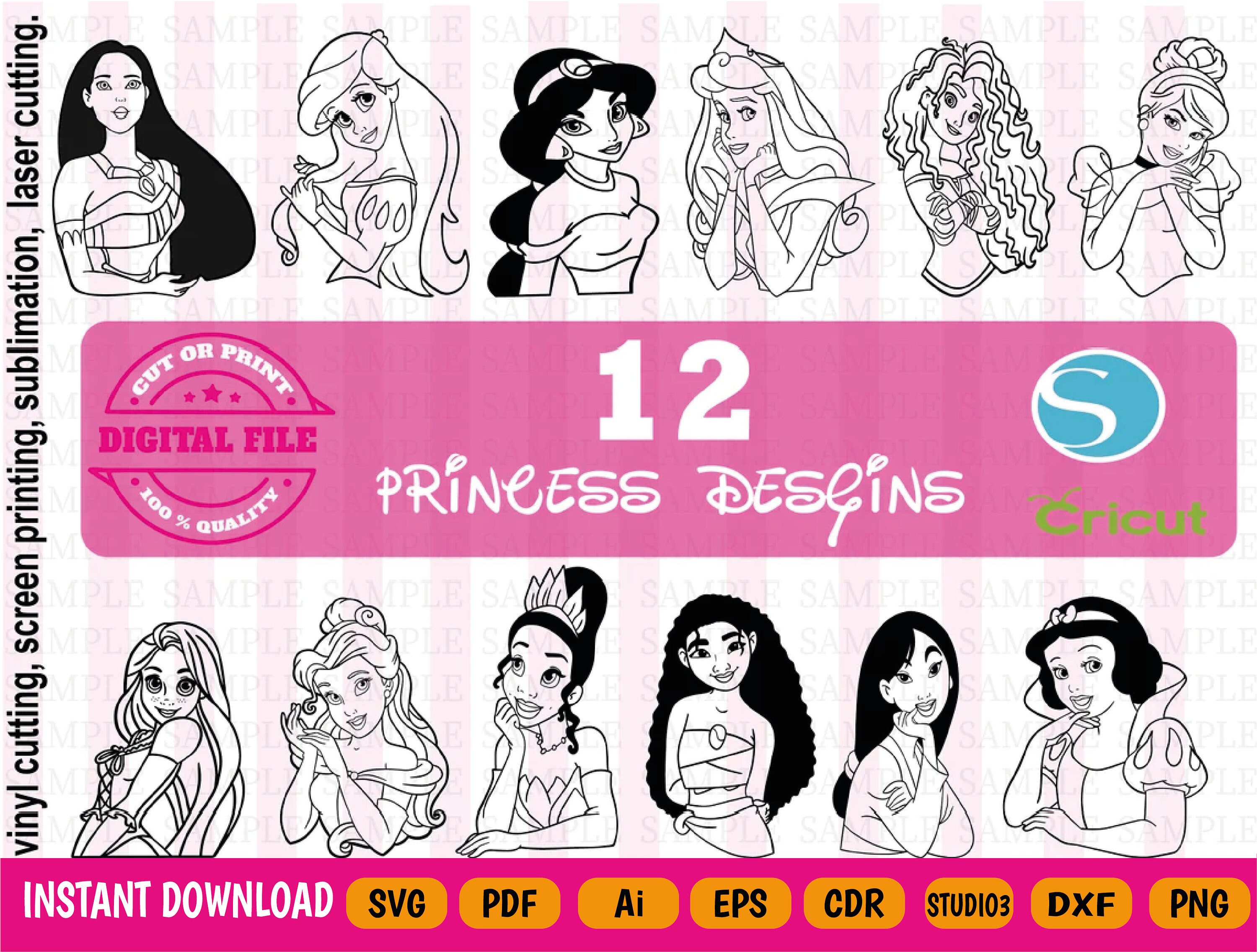 Disney Princess Silhouette Stencils