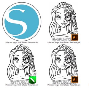 Princess Rapunzel Svg - Rapunzel Sugar Skull Silhouette - Princess ...