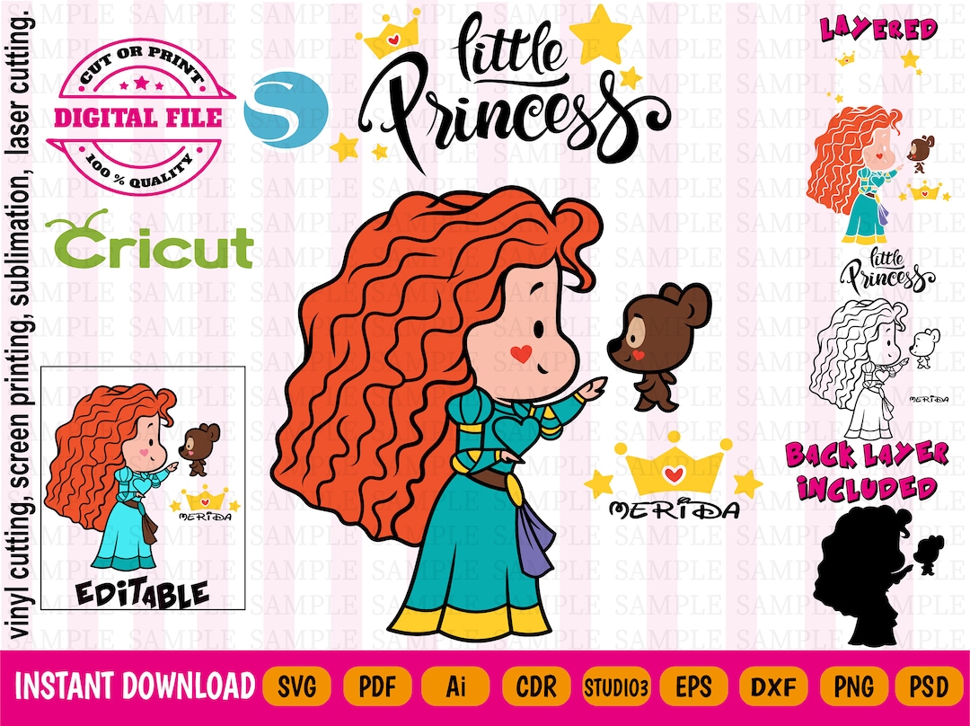 Little Princess Merida Svg - Merida Vector - Merida Clipart - Merida ...