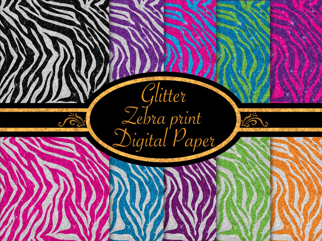 Glitter Zebra Print Digital Papers - Etsy