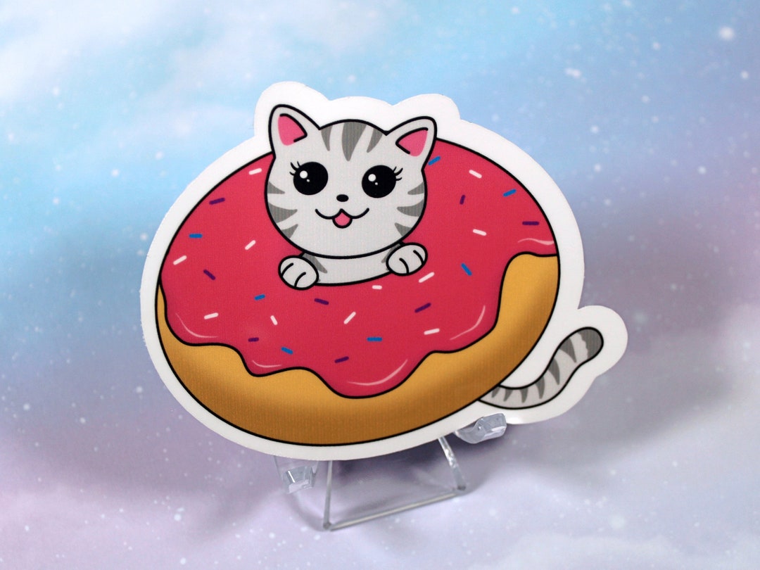 Donut Cat Sticker Decal - Etsy