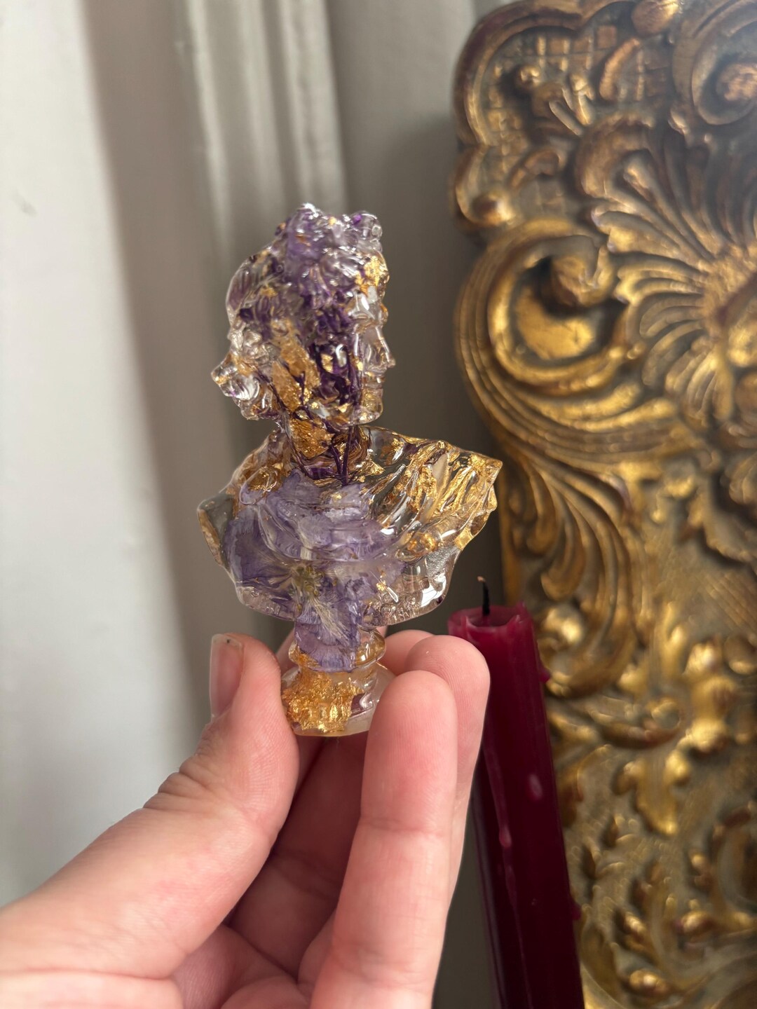 Custom Apollo Resin Statue With Real Dried Flowers and Crystals - Etsy