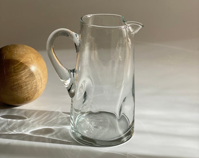 Vintage Thumbprint Wavy Glass Pitcher - Etsy
