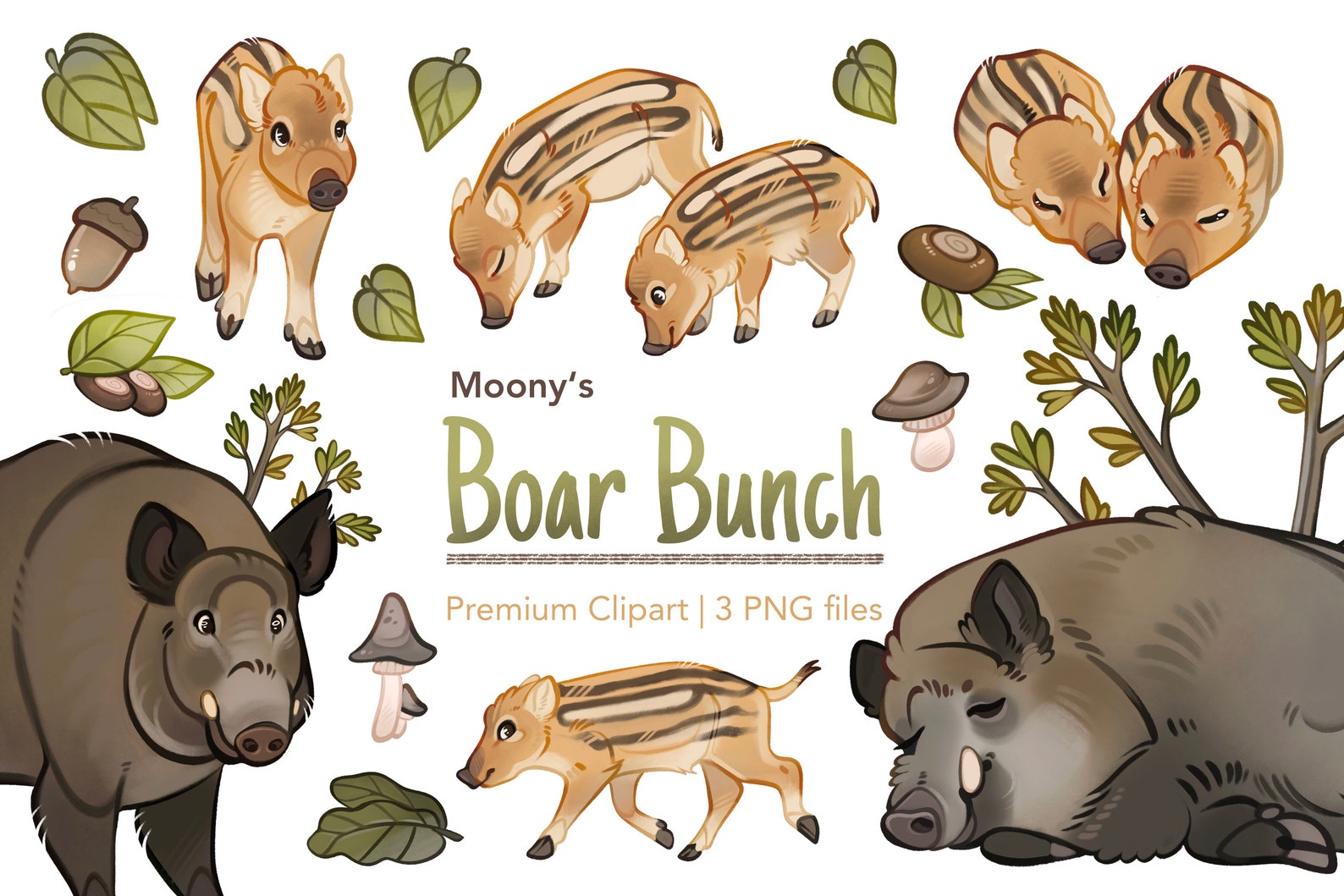 Wild Boar Herd - Boar - Boar - Graphic - Digital Download - Children's ...