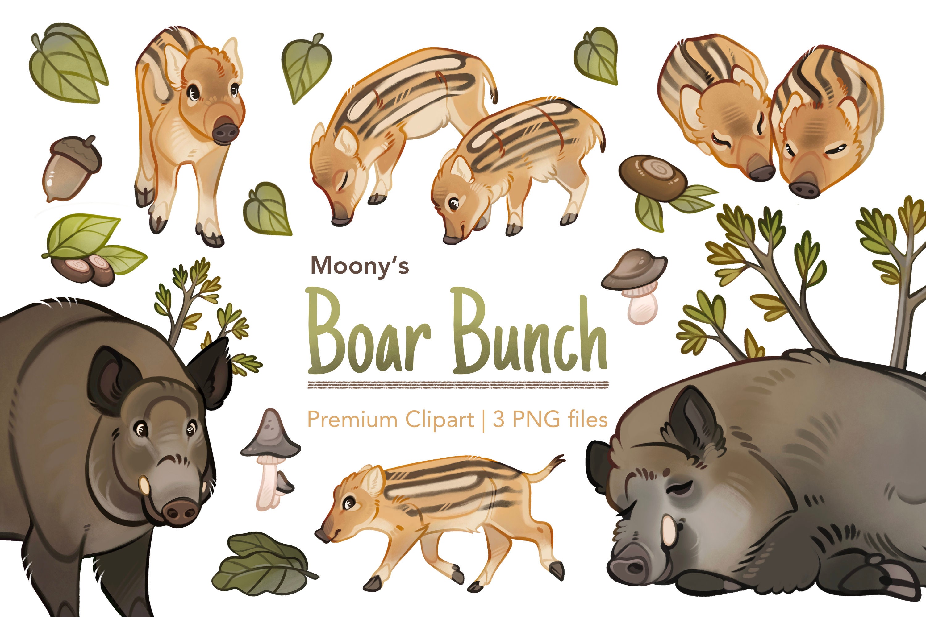 Wild Boar Herd - Boar - Boar - Graphic - Digital Download - Children's ...