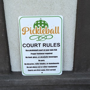 Pickleball Aluminum Sign, Court Rules, 8X12 Inches, Indoor and Outdoor ...