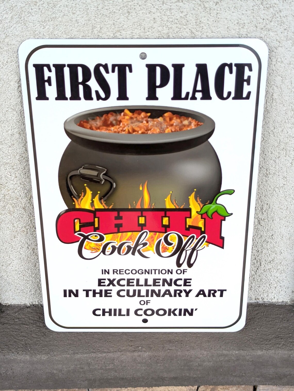 First Place Chili Cook-off Aluminum Sign: Cooking Competition Award ...