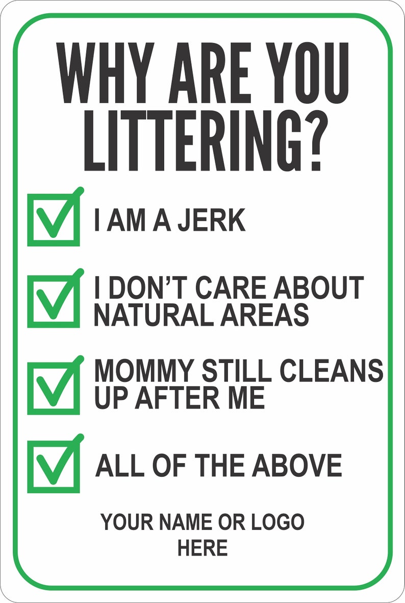 Customized No Littering Metal Sign, Outdoor Anti-littering Reminder ...