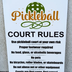 Pickleball Aluminum Sign, Court Rules, 8X12 Inch, Indoor and Outdoor ...