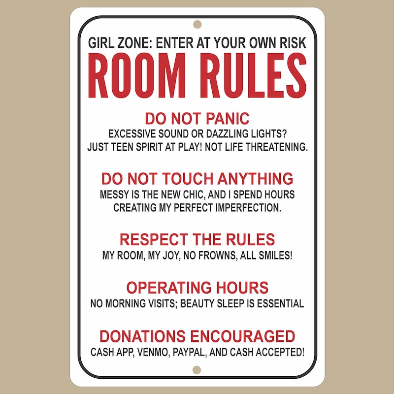 Room Rules for Girls - Etsy