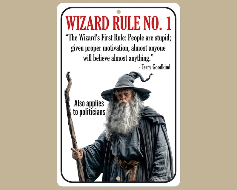 Wizard Rule Sign: Fantasy Home Decor, Enchanted Room, Aluminum (8x12 ...